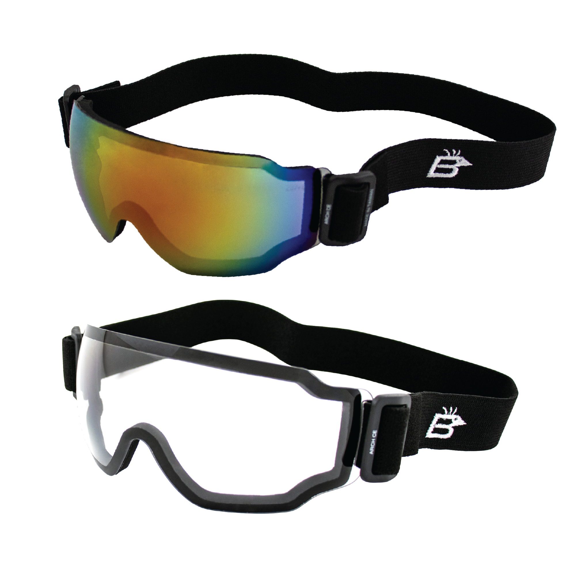 Birdz Eyewear Arch Padded Sky Diving Goggles 2 Pairs Clear & Red Mirror ...