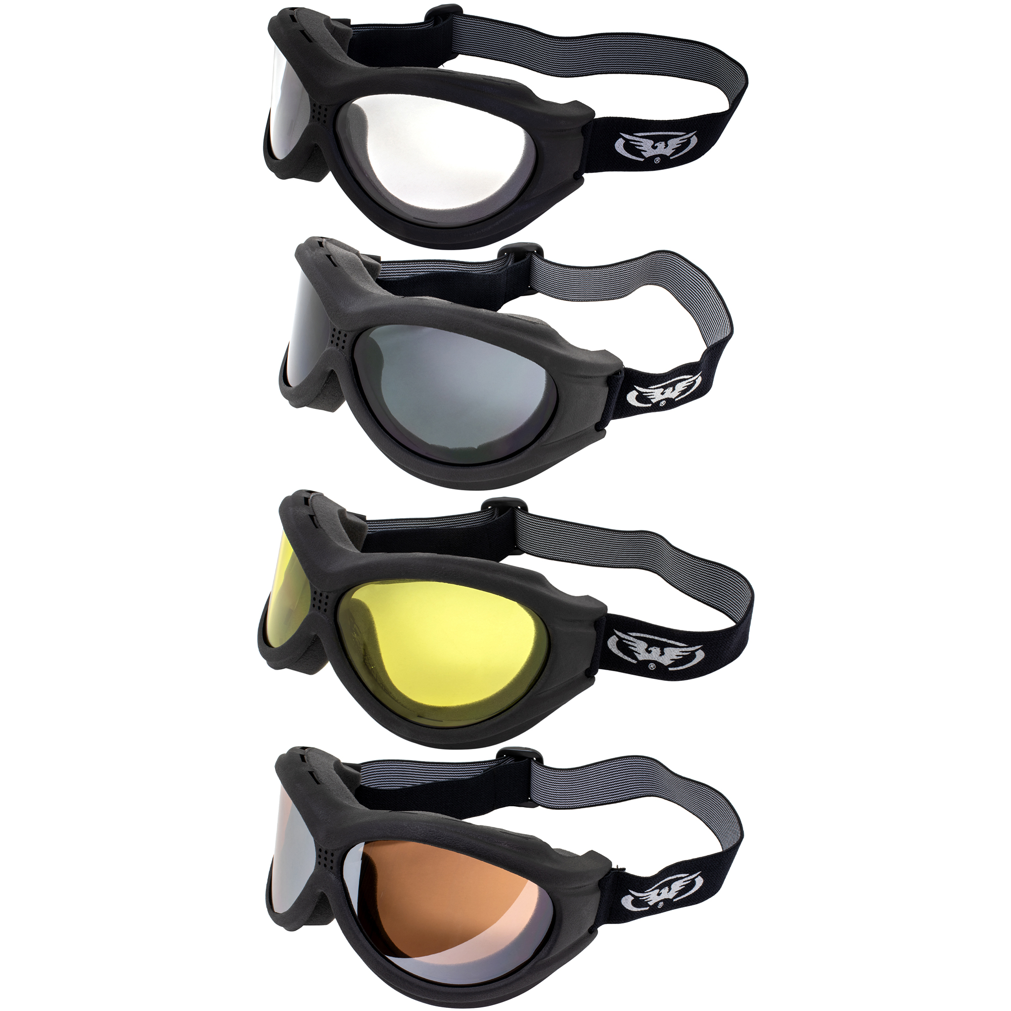 4 Pairs Global Vision Big Ben Goggles Clear Smoke Yellow Driving Mirror ...