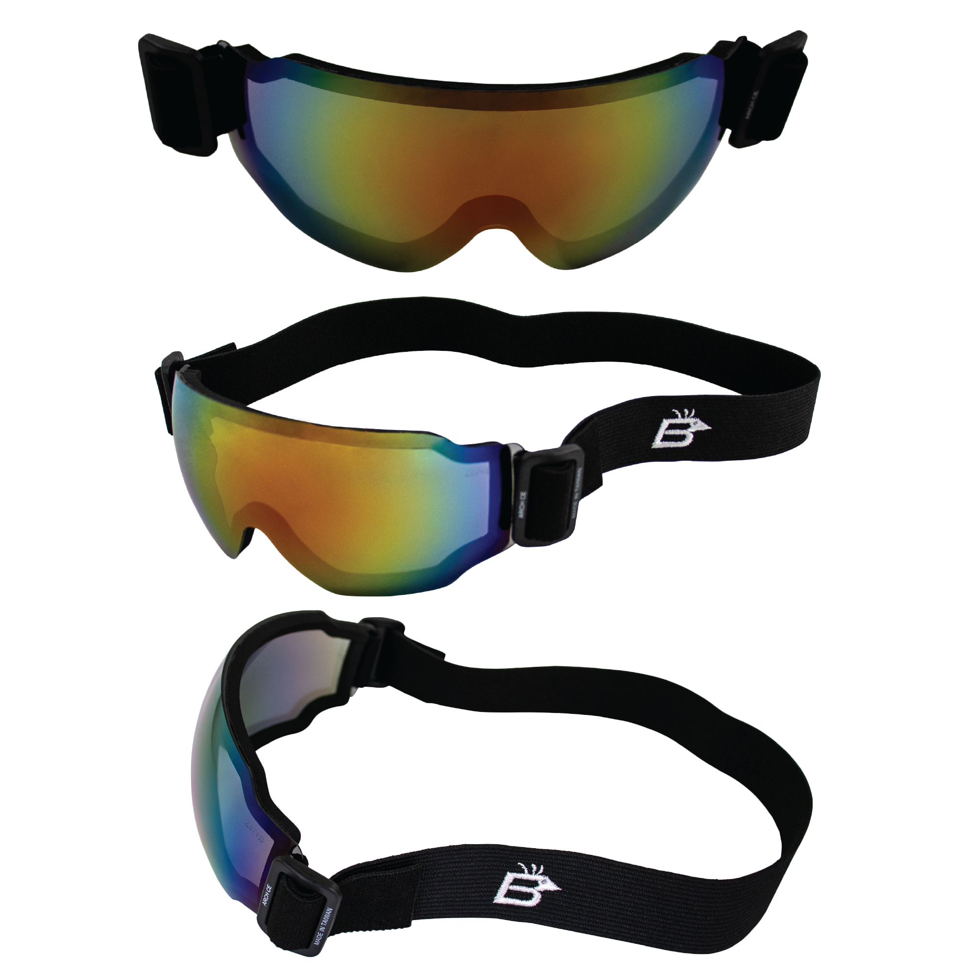 Birdz Eyewear Arch Padded Sky Diving Goggles 2 Pairs Clear & Red Mirror ...