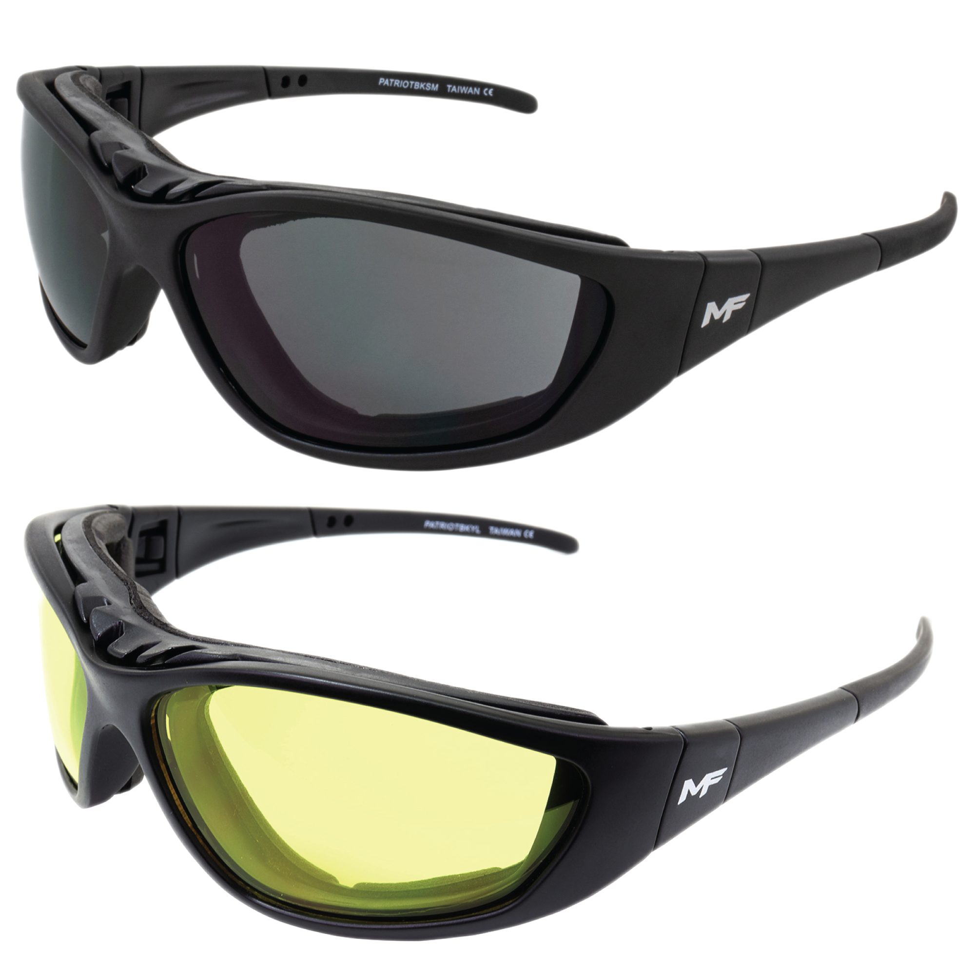 2 Pairs of MF Eyewear Patriot Padded Motorcycle Riding Safety Glasses ...