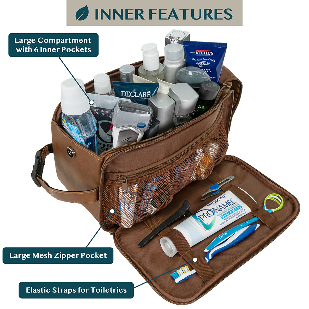 Toiletry Bag For Mens Large Dopp Kit Double Zipper Travel Shaving Bag ...
