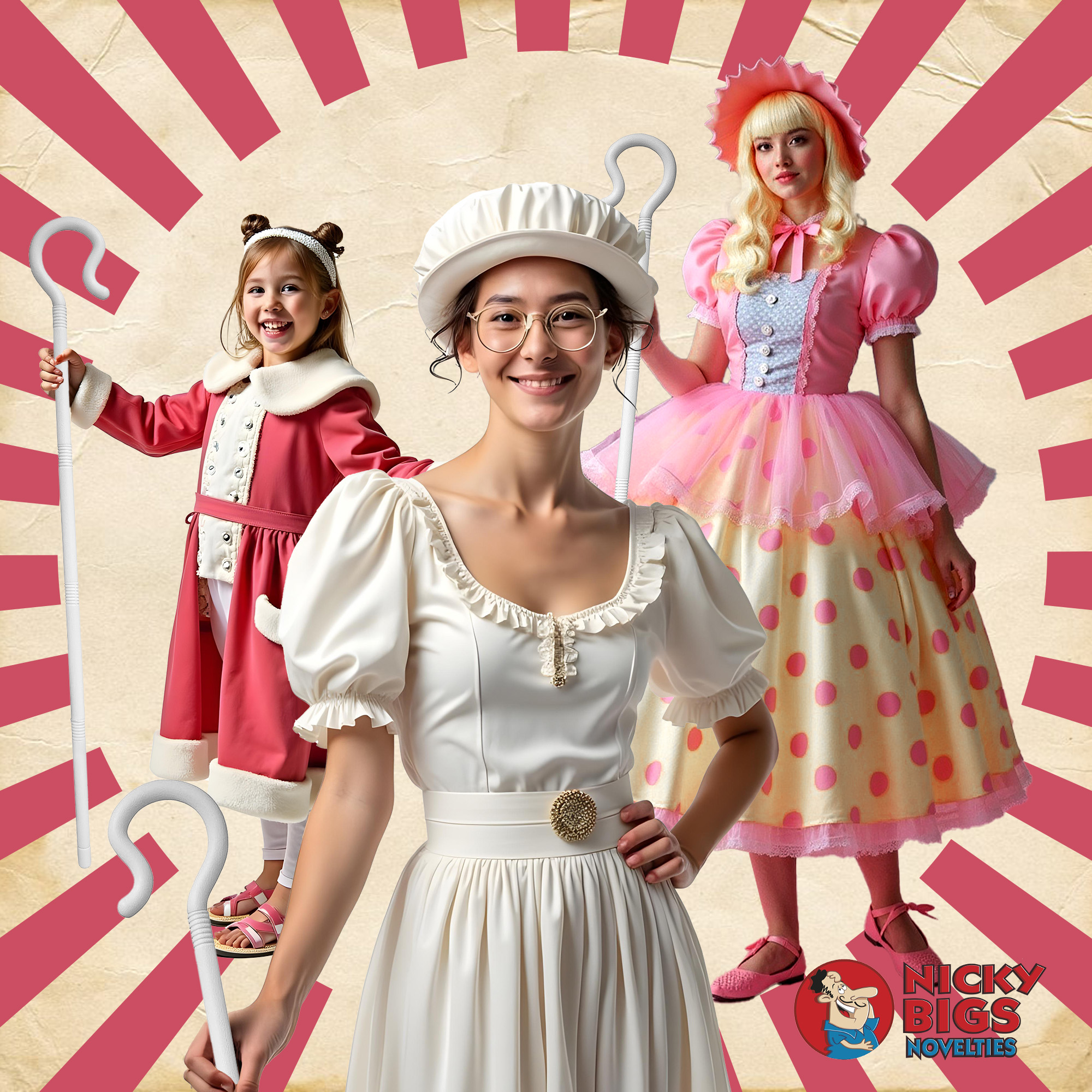 Shepherds Crook Bo Peep Hook Staff Cane Walking Stick Costume Accessory ...
