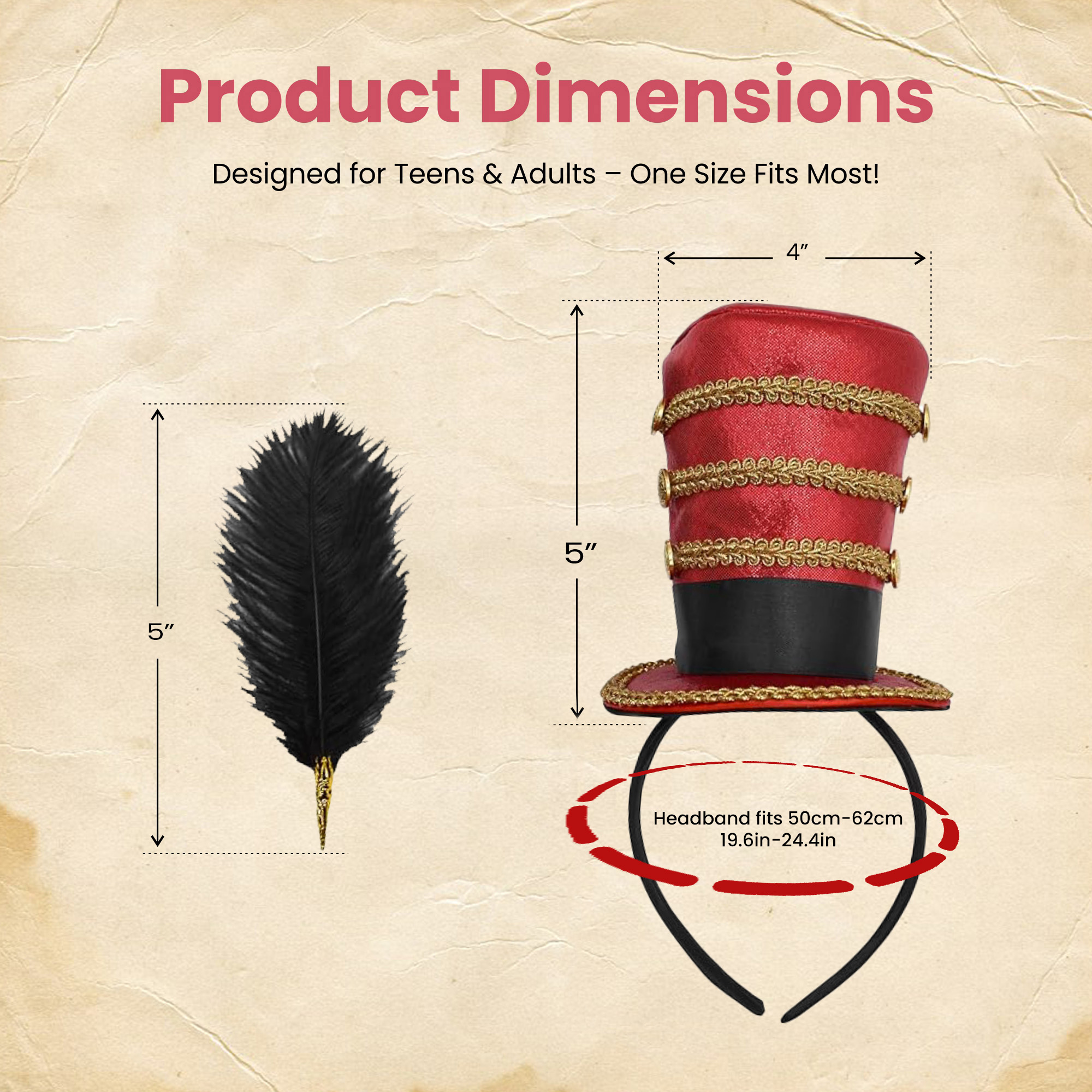 Ringmaster Hat Majorette Mini Top Hat Headband Toy Soldier Circus ...