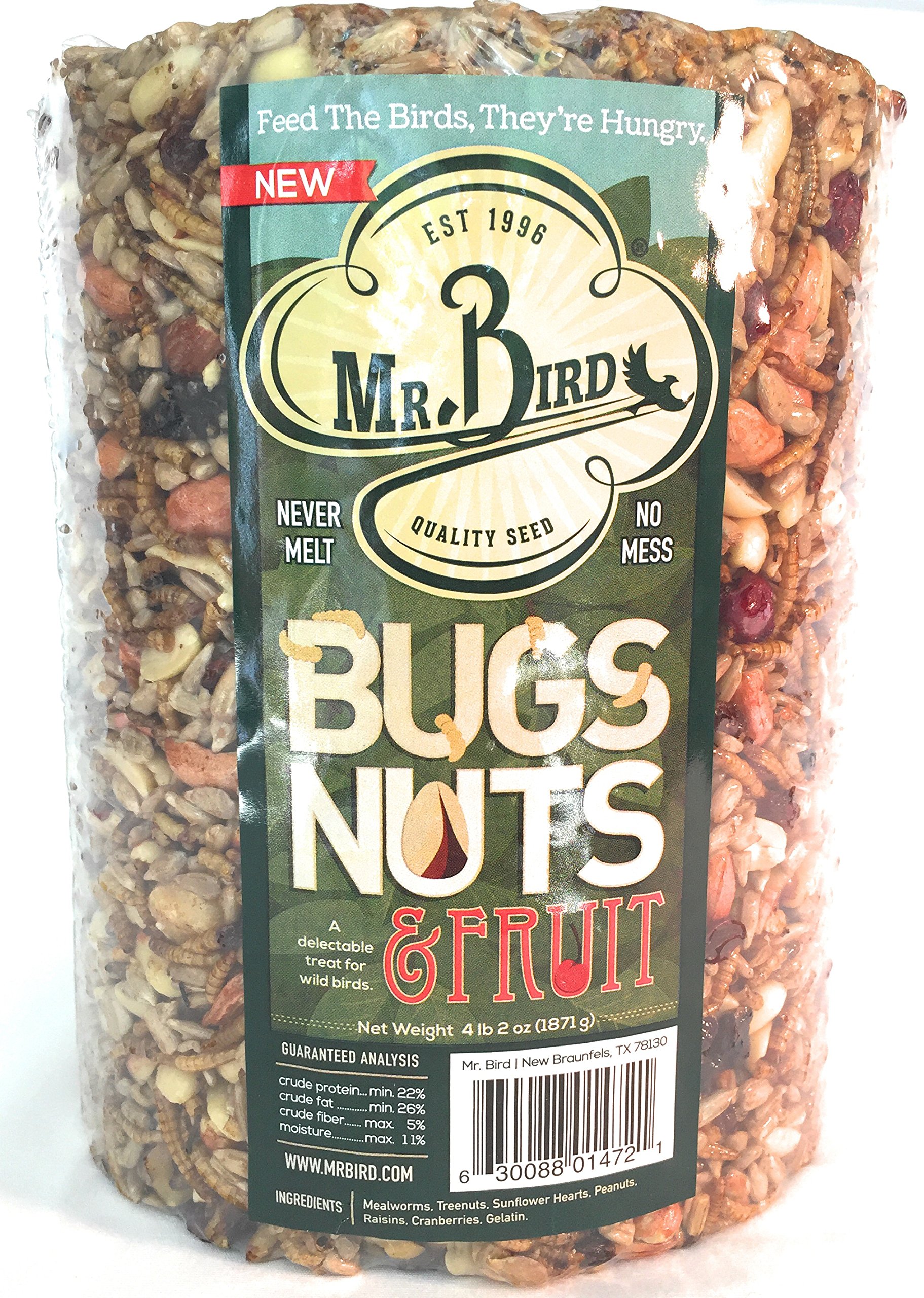 Mr. Bird Wild Bird Seed Large Cylinder Bugs, Nuts & Fruit 4 lbs. 2 oz ...