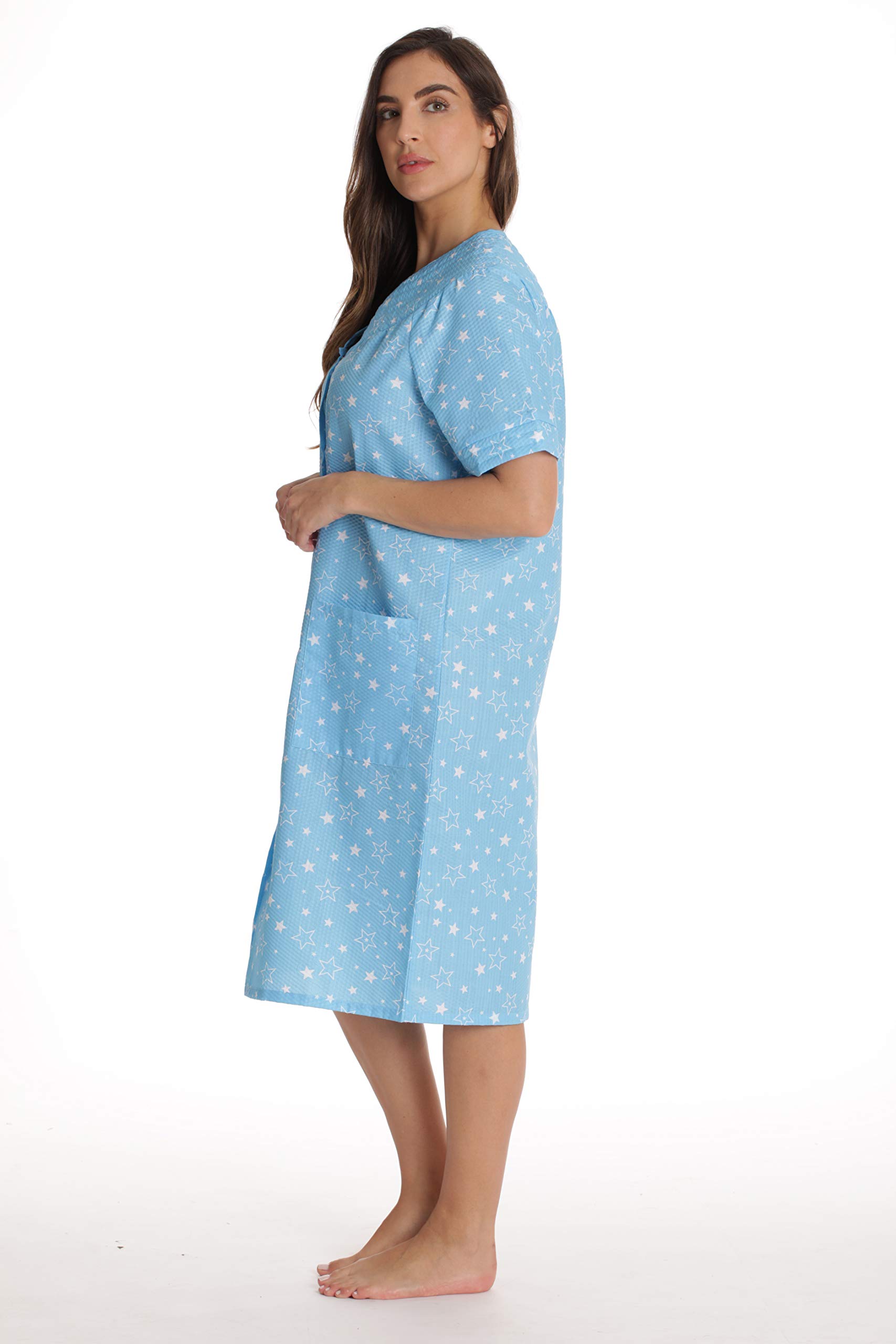Dreamcrest Women's Seersucker Housecoat Duster - Short Sleeve Snap ...