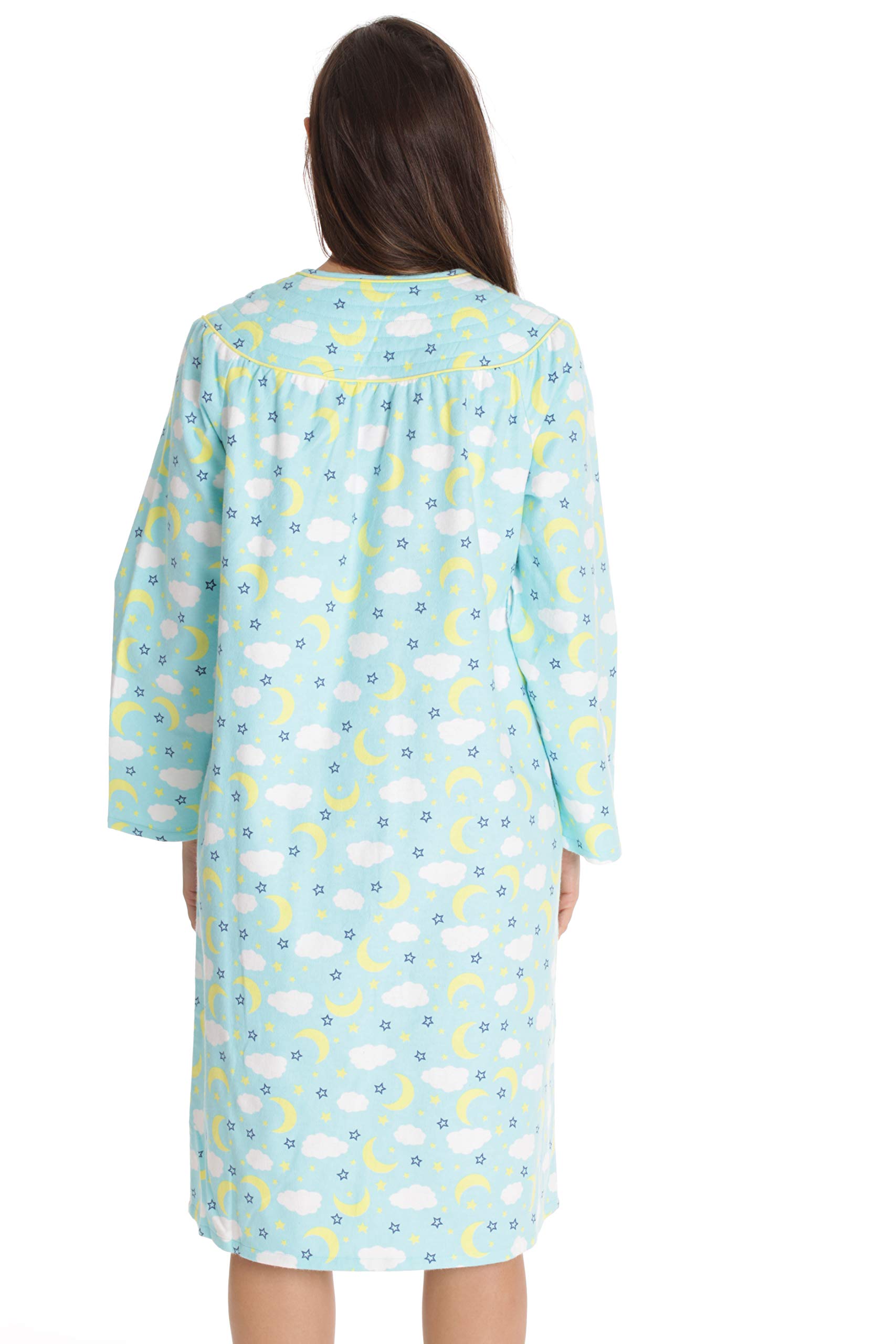 Dreamcrest Women’s Snap-Front House Coat Flannel Duster Robe with ...