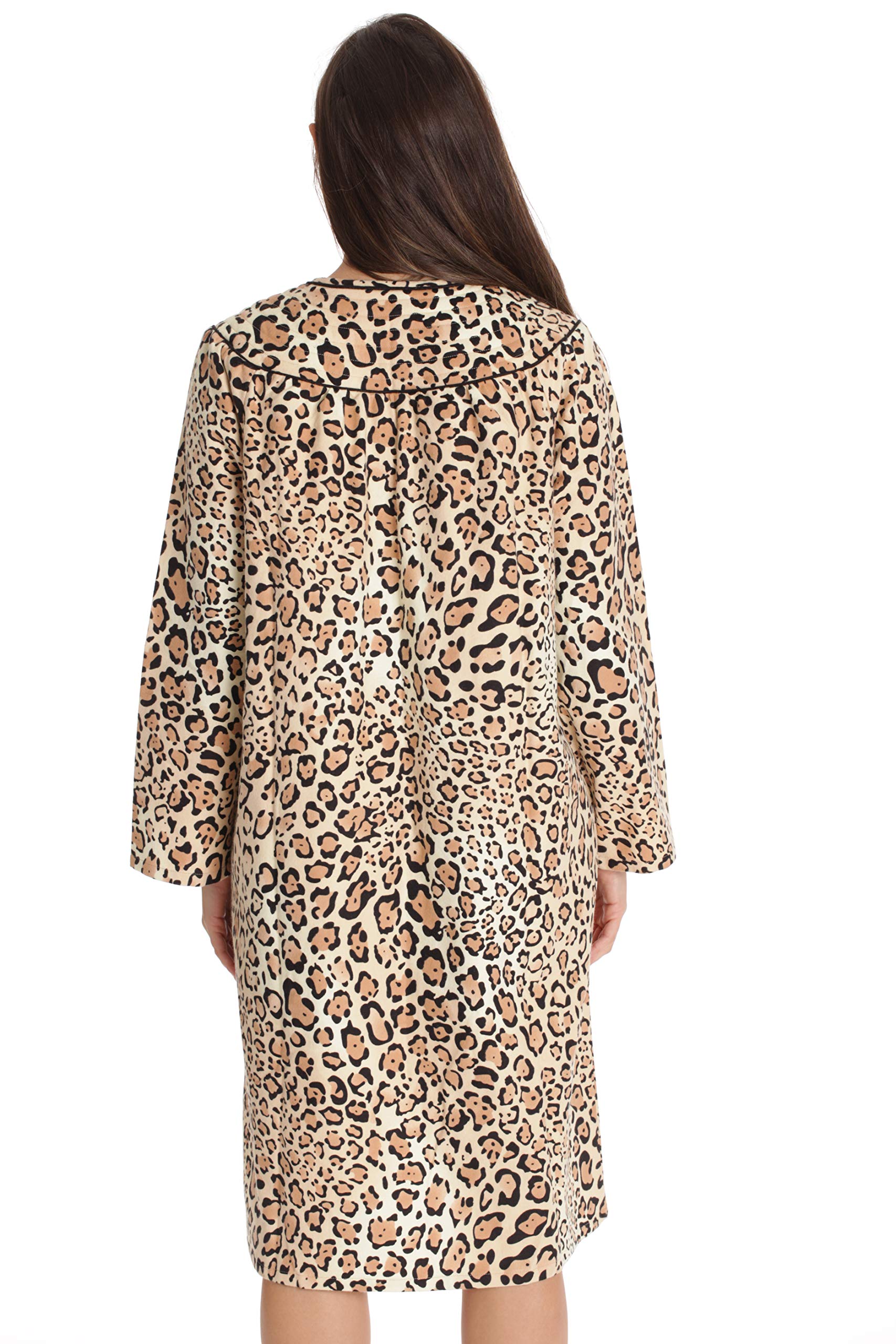 Dreamcrest Women’s Snap-Front House Coat Flannel Duster Robe with ...