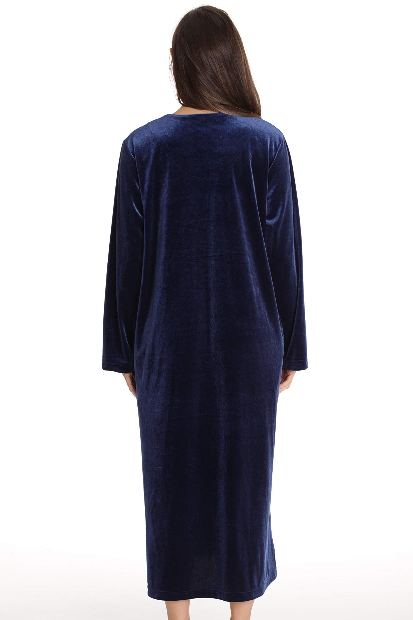 Just Love Stretch Velour Embroidered Zipper Lounger Robe for Women with ...