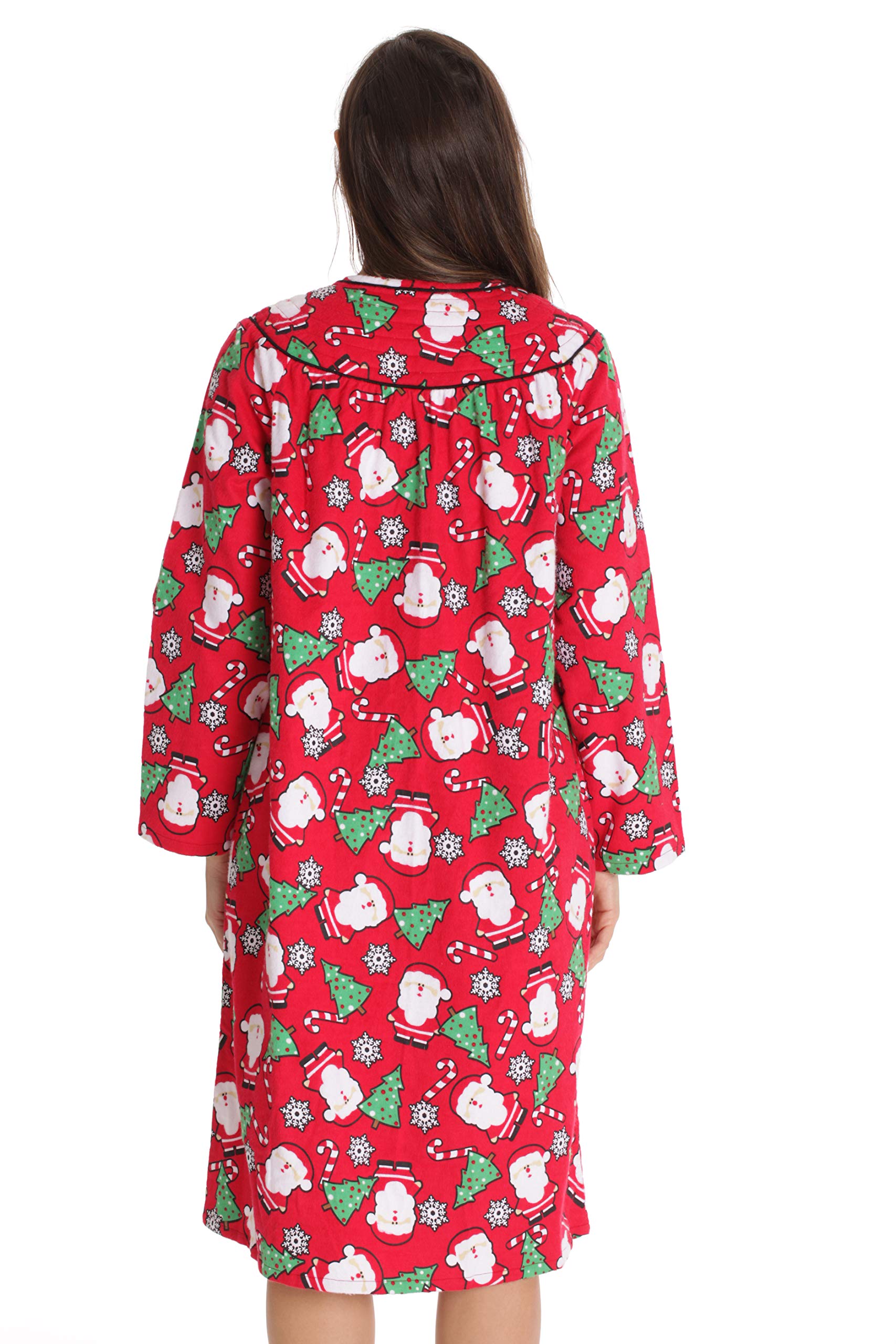 Dreamcrest Women’s Snap-Front House Coat Flannel Duster Robe with ...