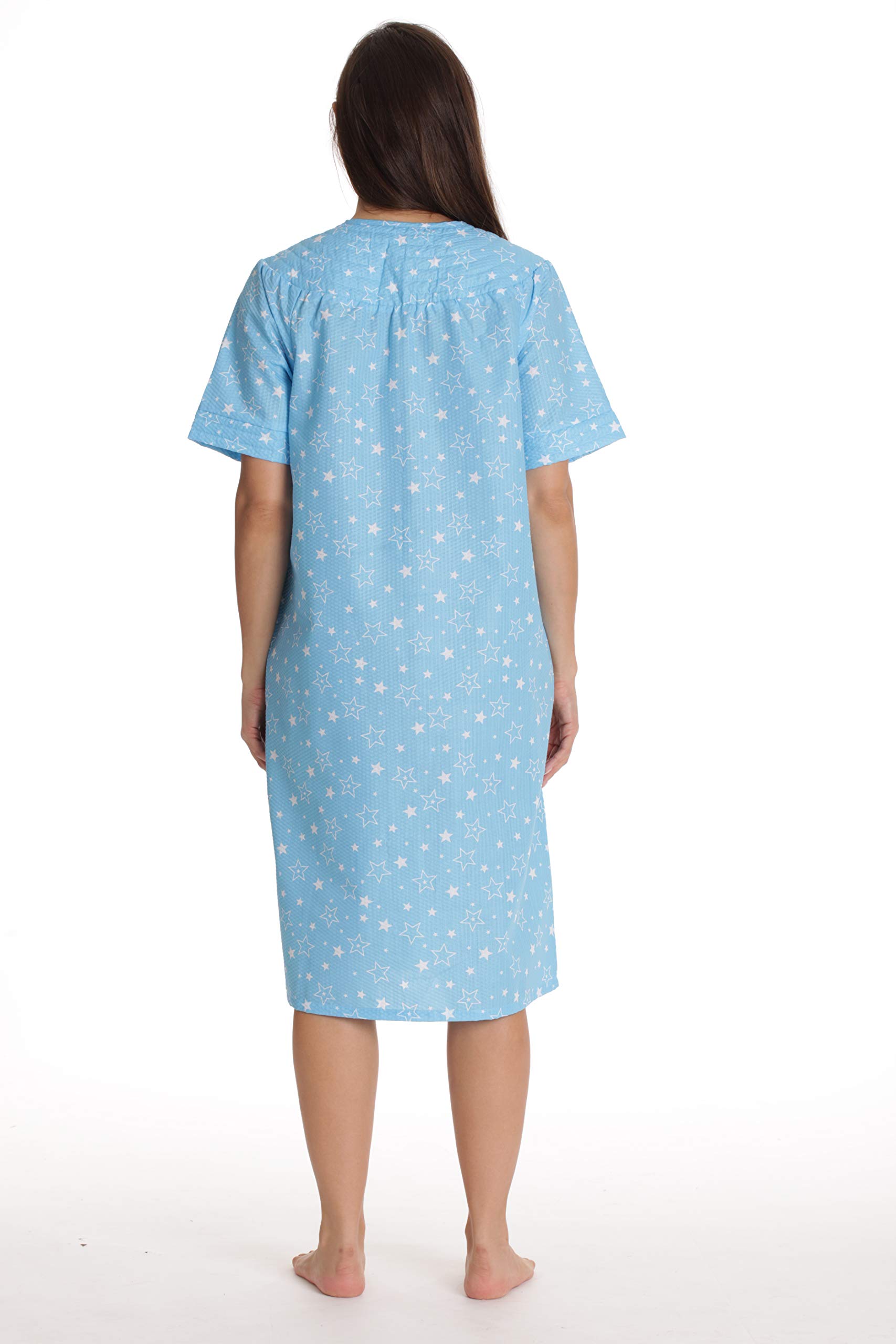 Dreamcrest Women's Seersucker Housecoat Duster - Short Sleeve Snap ...