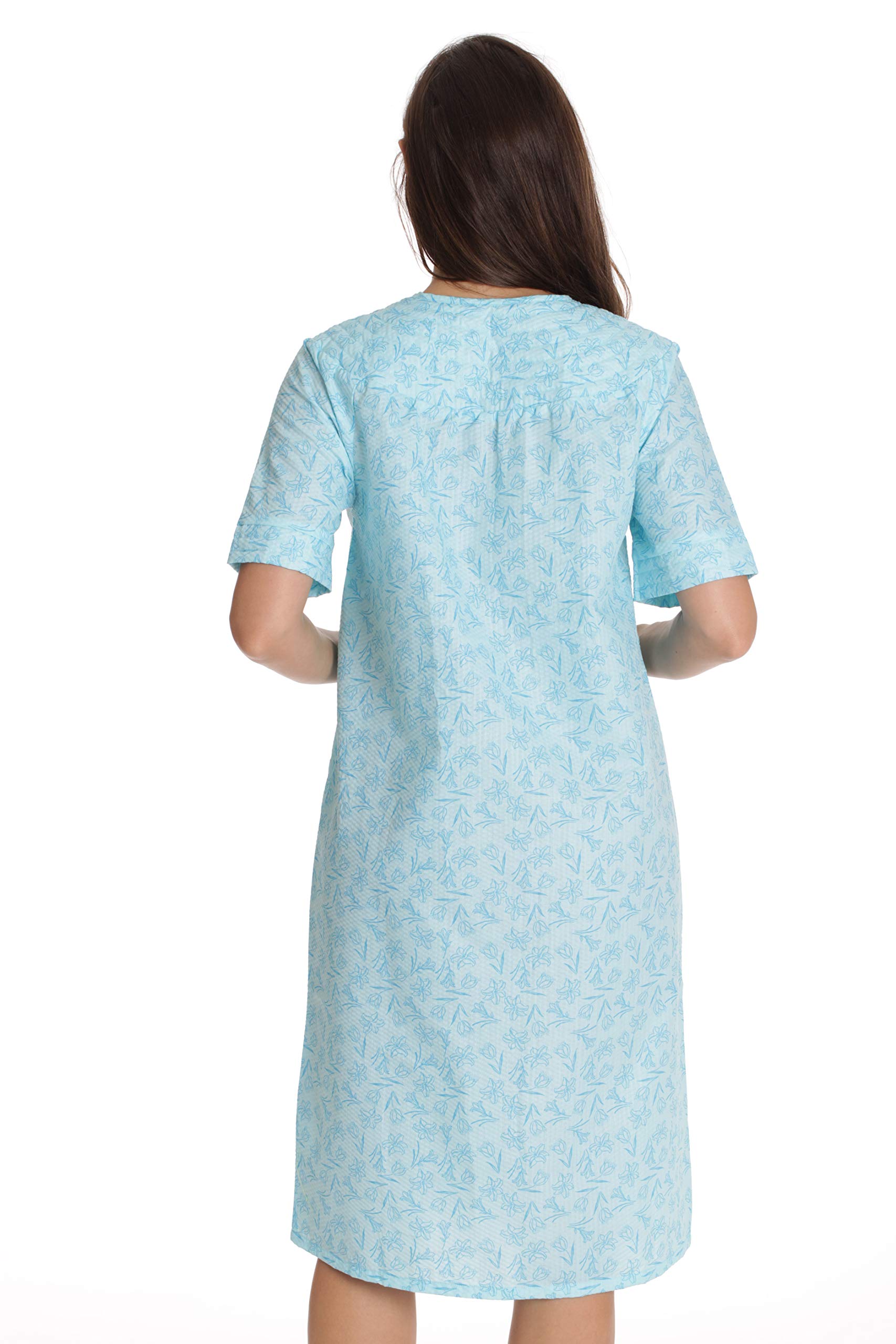 Dreamcrest Women's Seersucker Housecoat Duster - Short Sleeve Snap ...