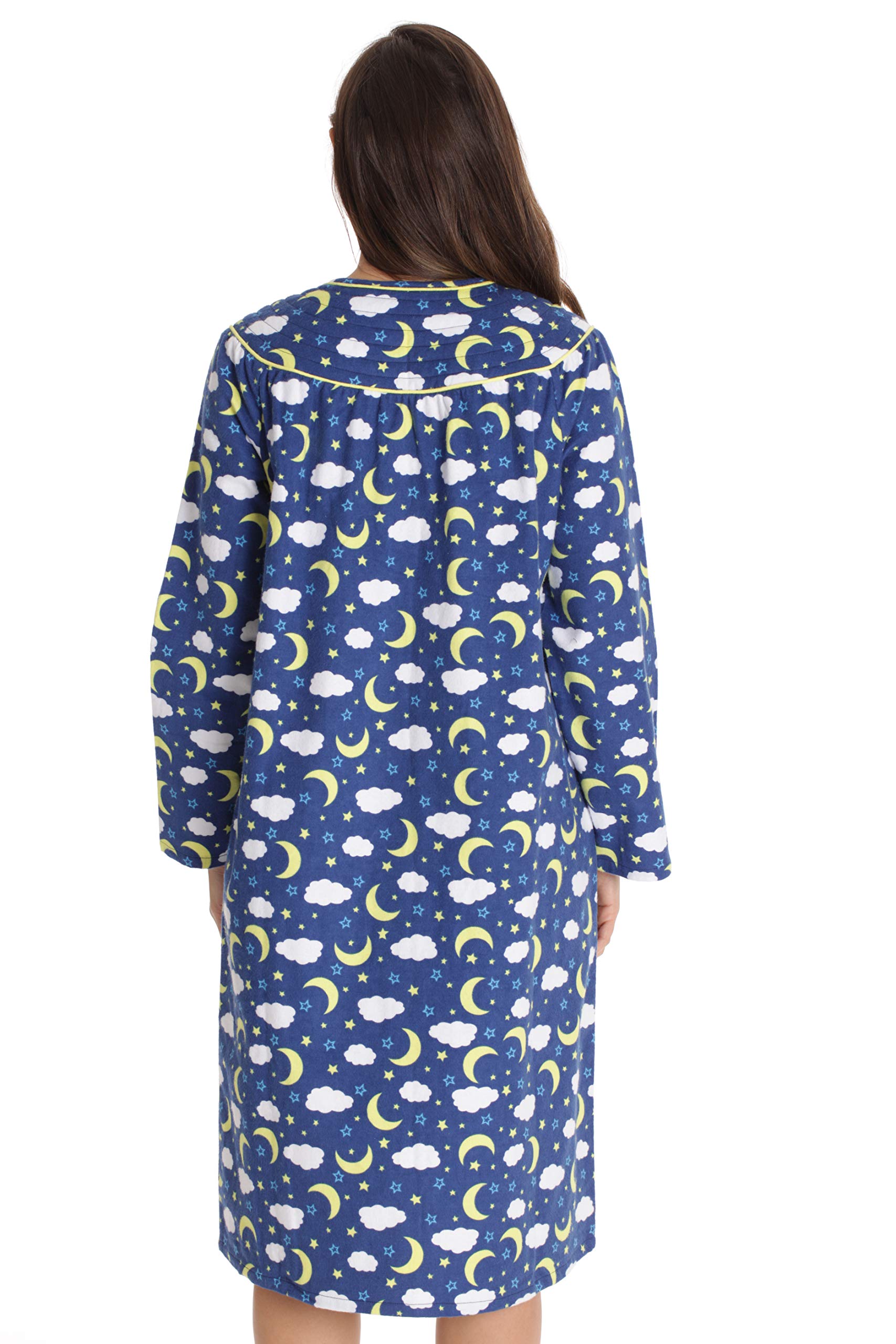 Dreamcrest Women’s Snap-Front House Coat Flannel Duster Robe with ...