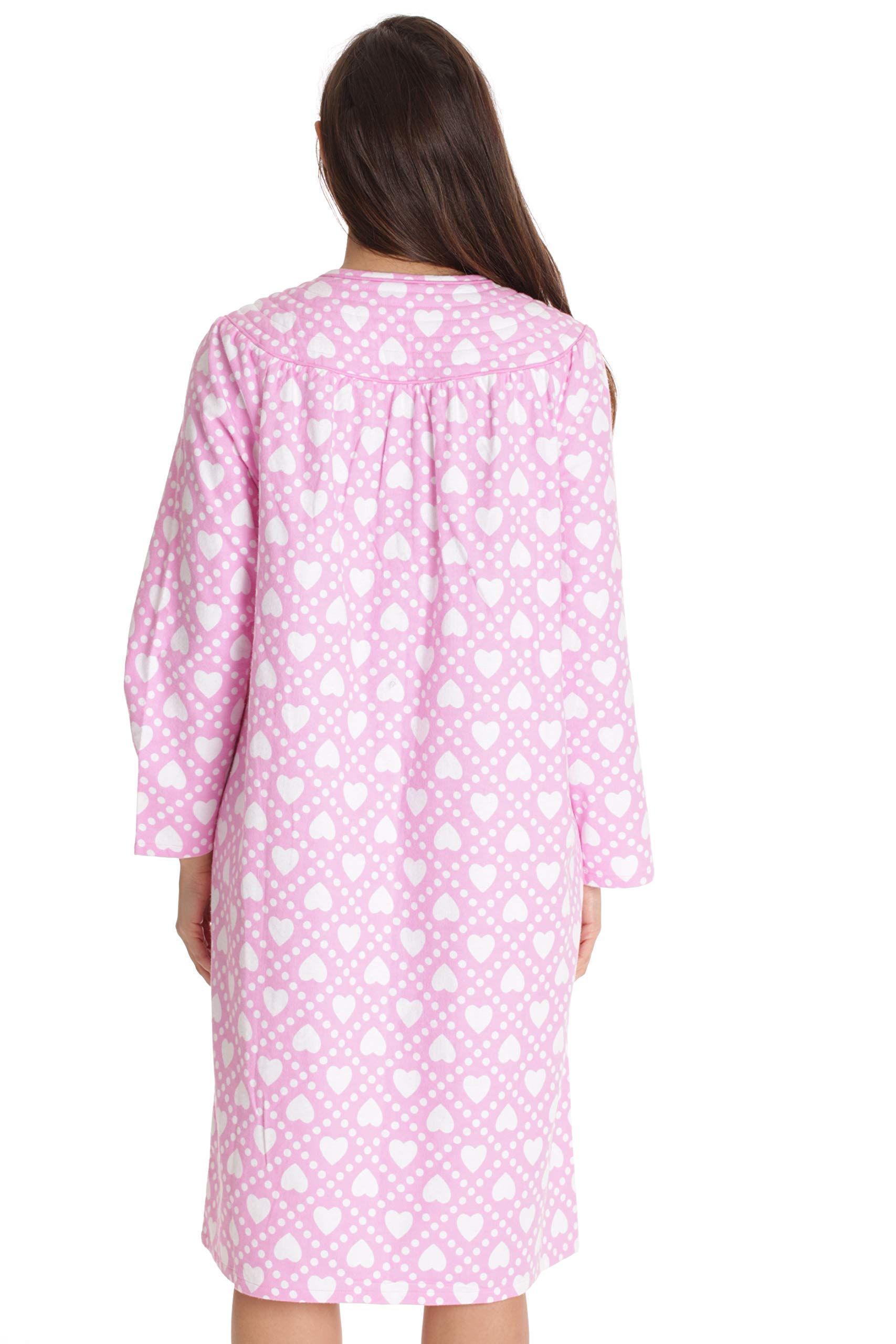 Dreamcrest Women’s Snap-Front House Coat Flannel Duster Robe with ...