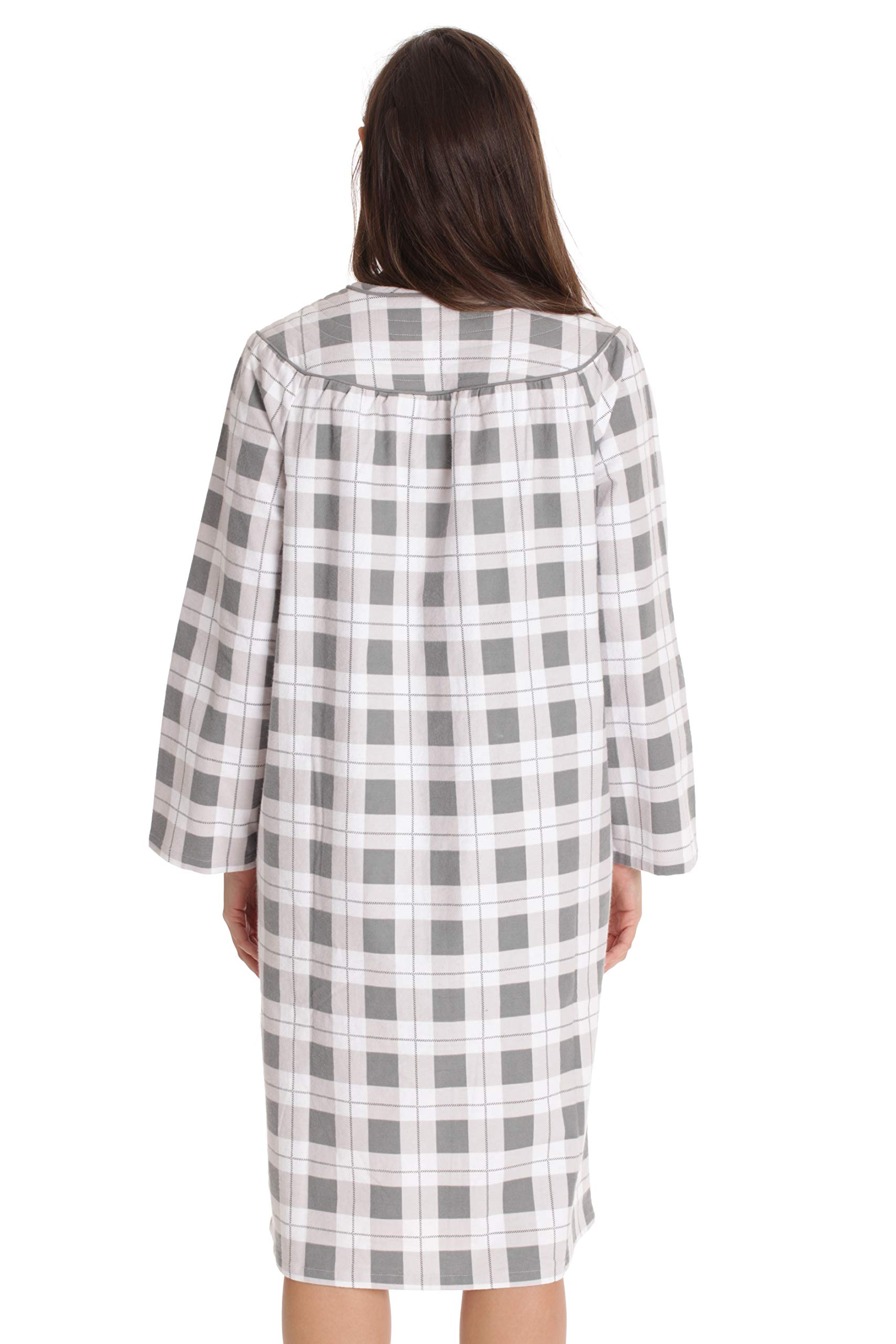 Dreamcrest Women’s Snap-Front House Coat Flannel Duster Robe with ...