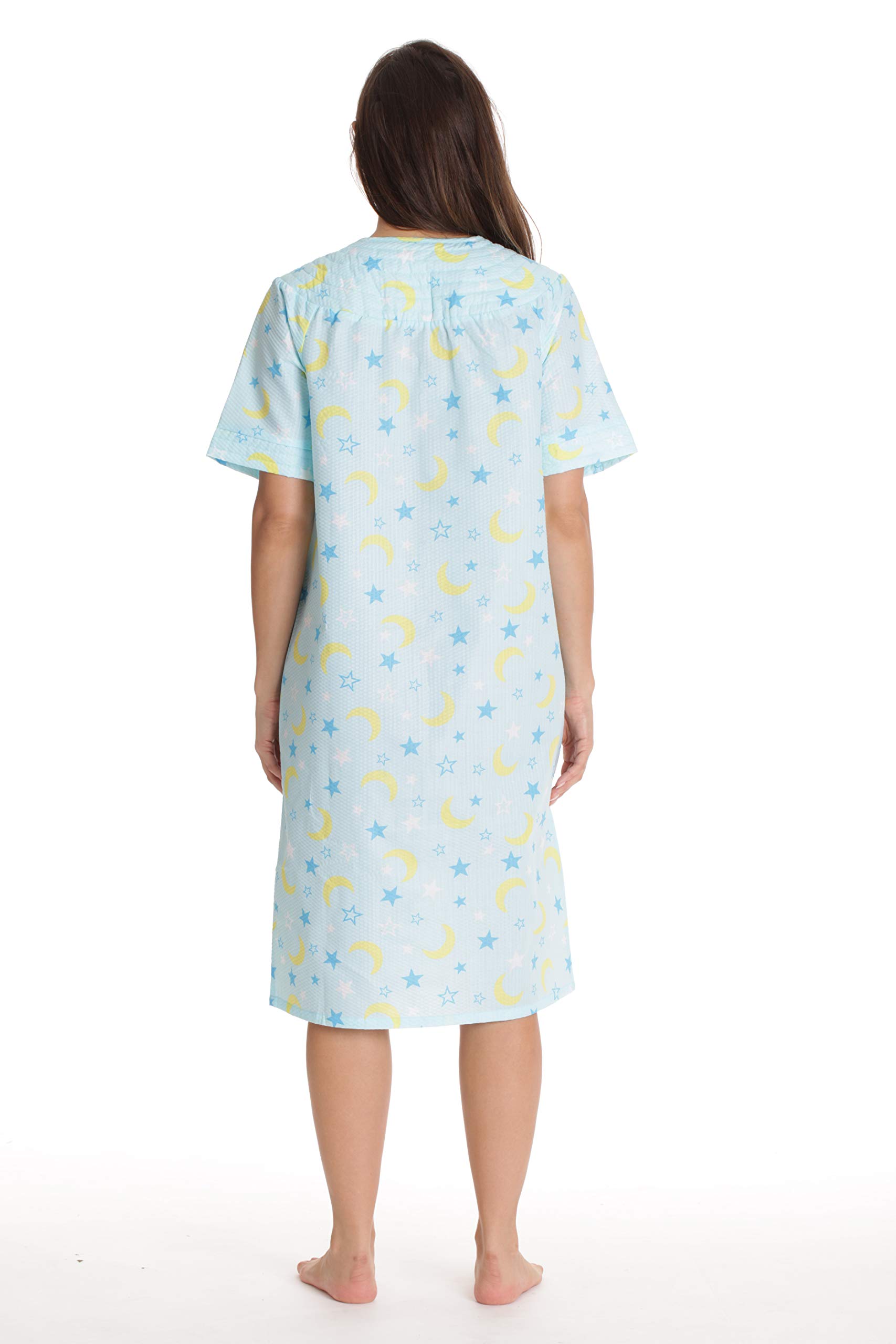 Dreamcrest Women's Seersucker Housecoat Duster - Short Sleeve Snap ...