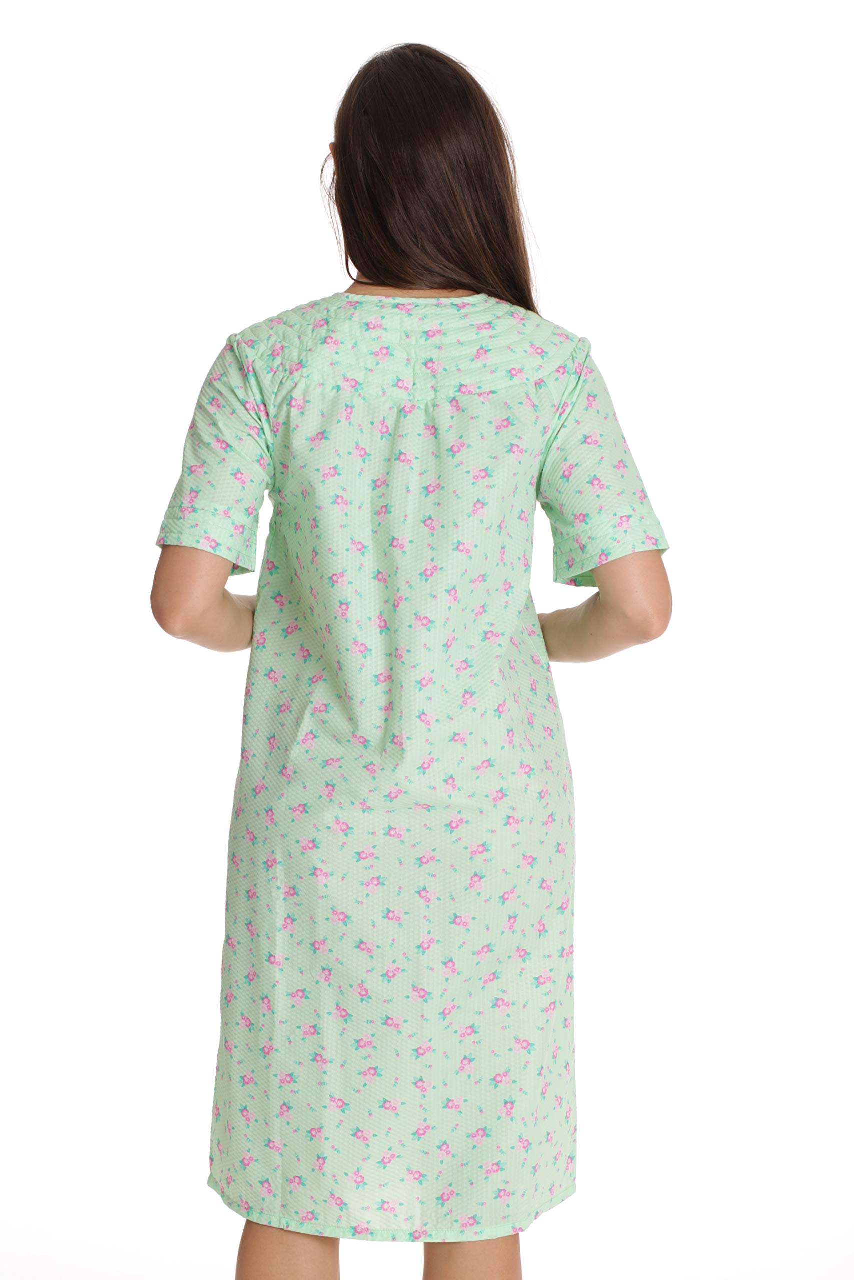 Dreamcrest Women's Seersucker Housecoat Duster - Short Sleeve Snap ...