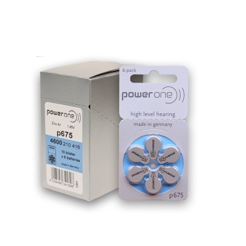 Powerone size 675 Hearing Aid Battery made in Germany Genuine Pack 60 ...