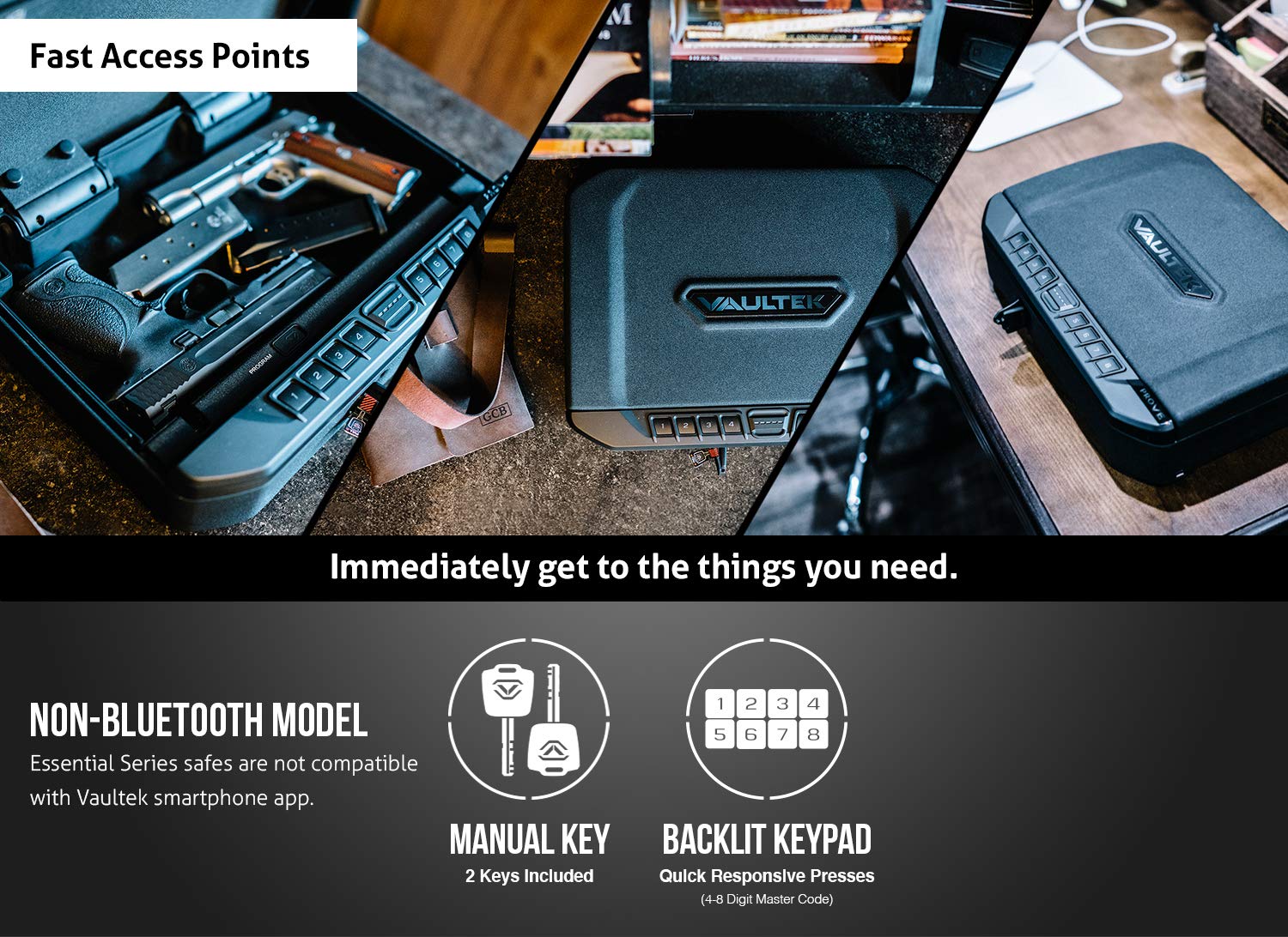 Vaultek ProVE-BK Essential Series Quick Access Pistol Safe (Full Size ...