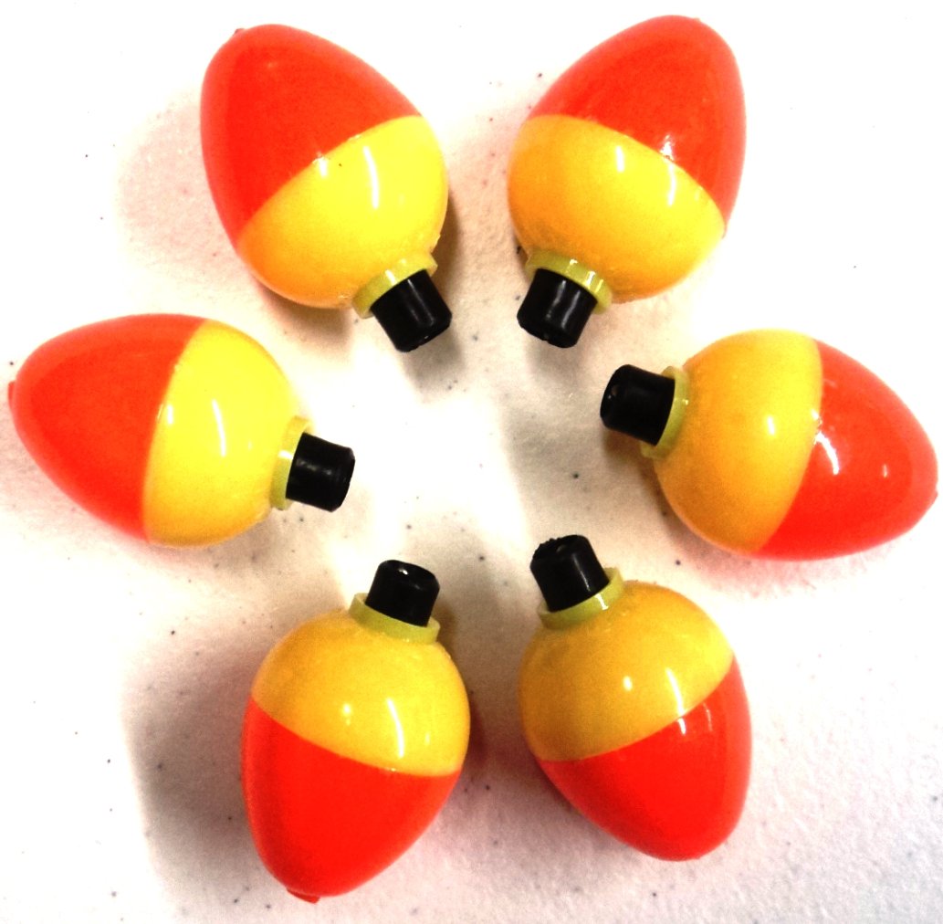 Plastilite Pear Shape Ice Fishing Bobbers Orange/Yellow 6 Pack, Bright ...