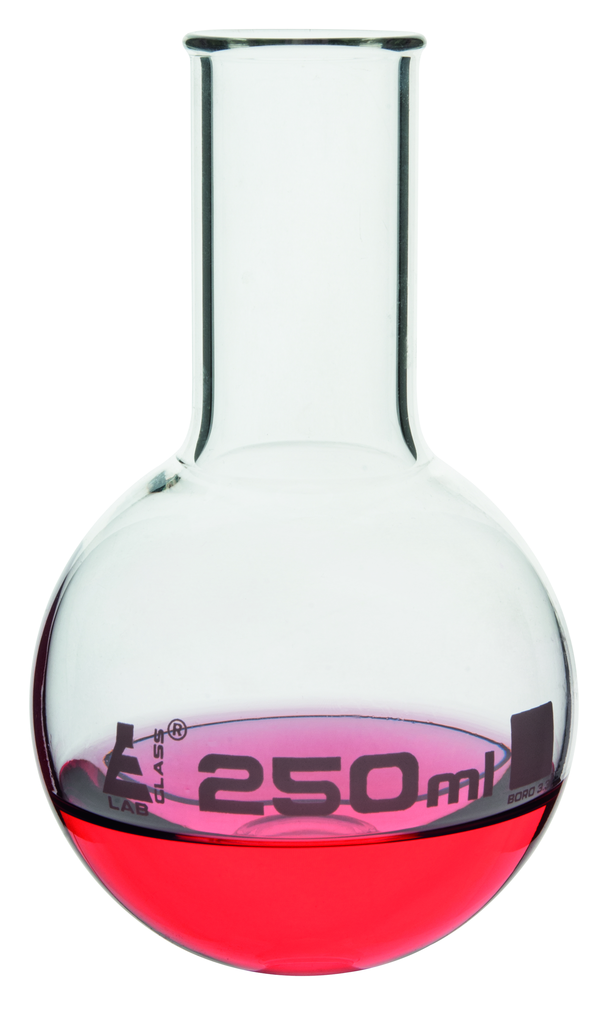 250mL Round Bottom Boiling Flask, Narrow Neck (1.1" ID), Borosilicate 3 ...