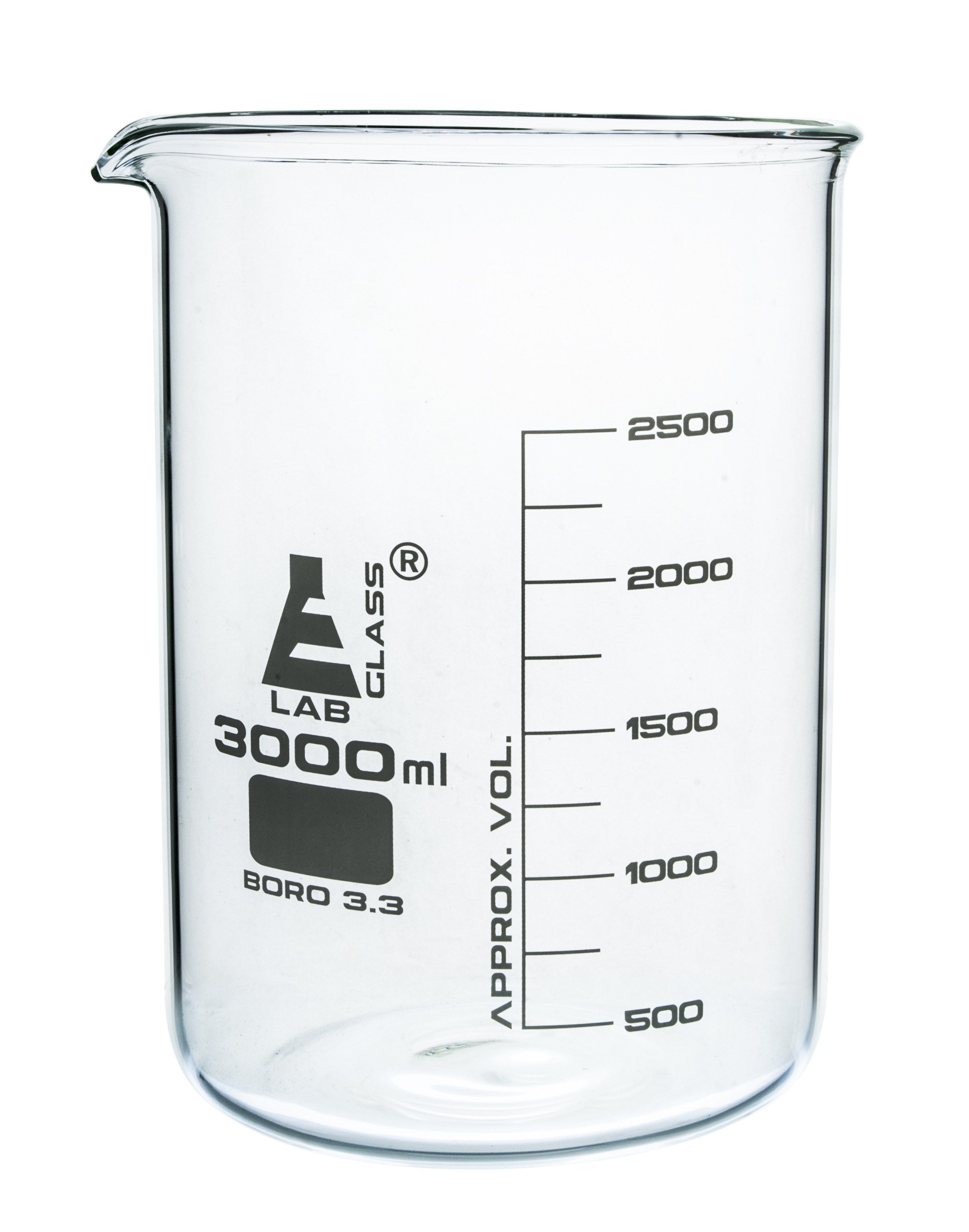 5L - Eisco Labs Premium Extra Thick Borosilicate 3.3 Glass Extra Large Beaker Low Form with ...