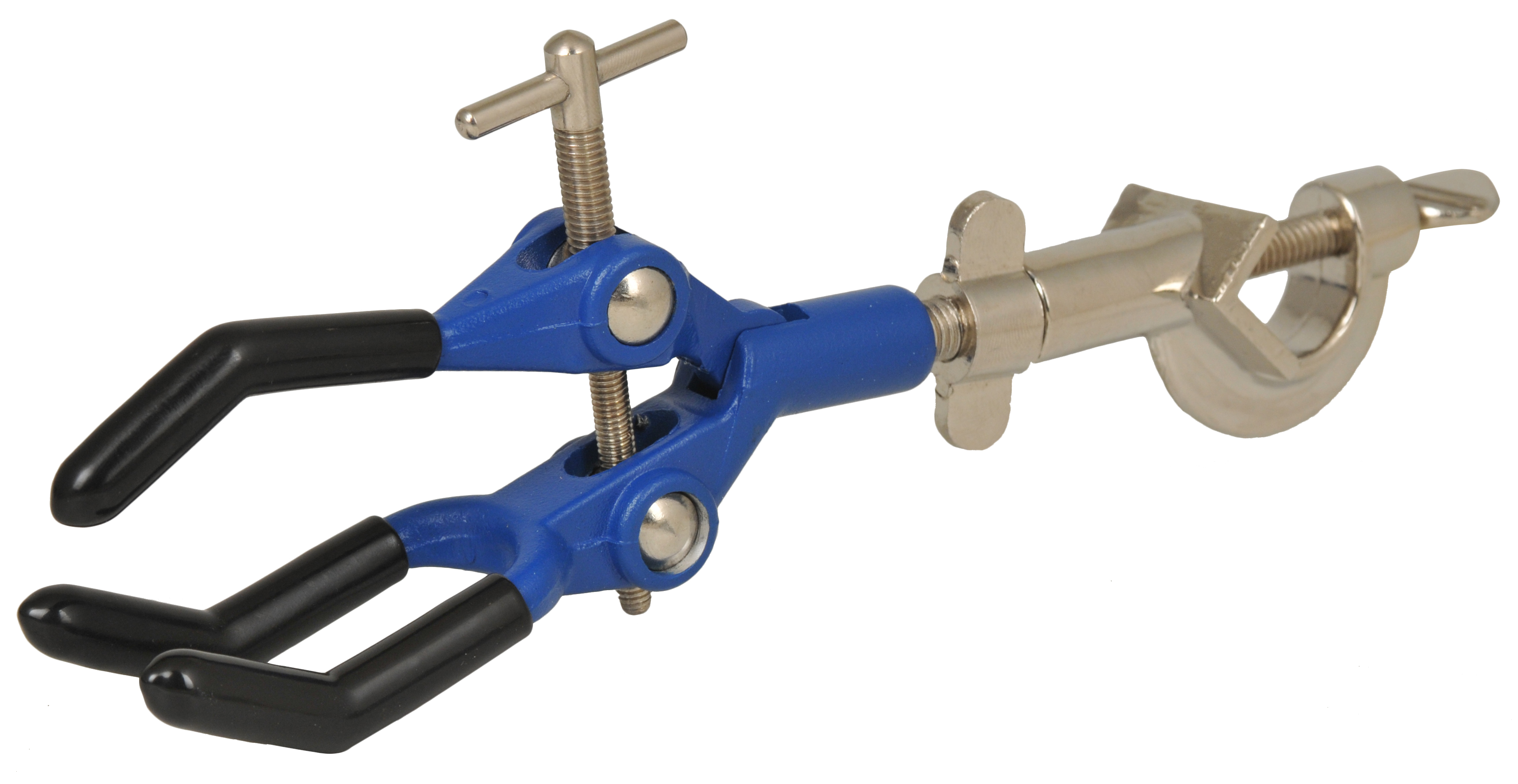 3 Finger, Rubber Coated Extension Lab Clamp, 3.3" max opening swivel ...