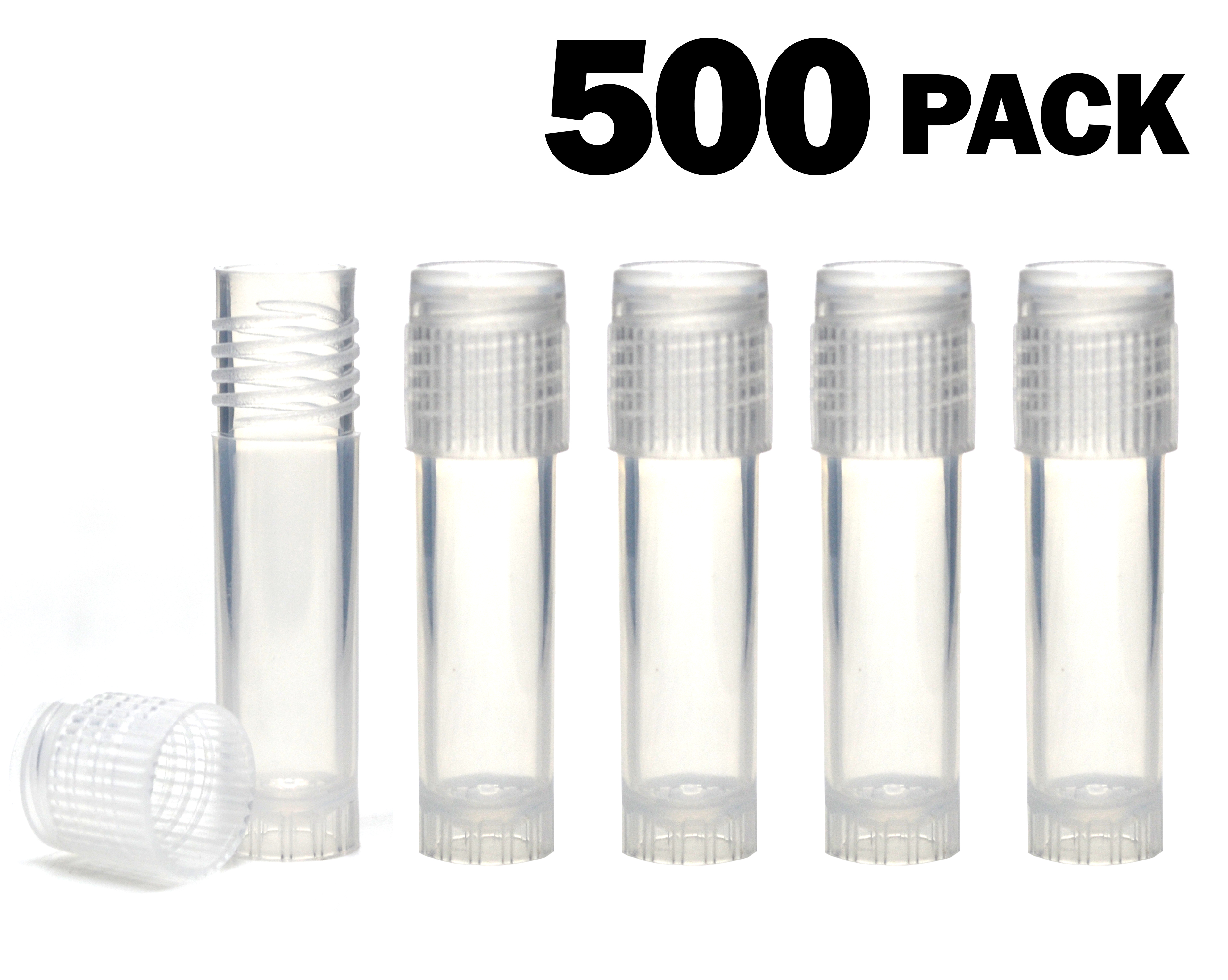 Storage Vials, 2ml Capacity, Polypropylene Plastic, Screw Top - Pack of ...
