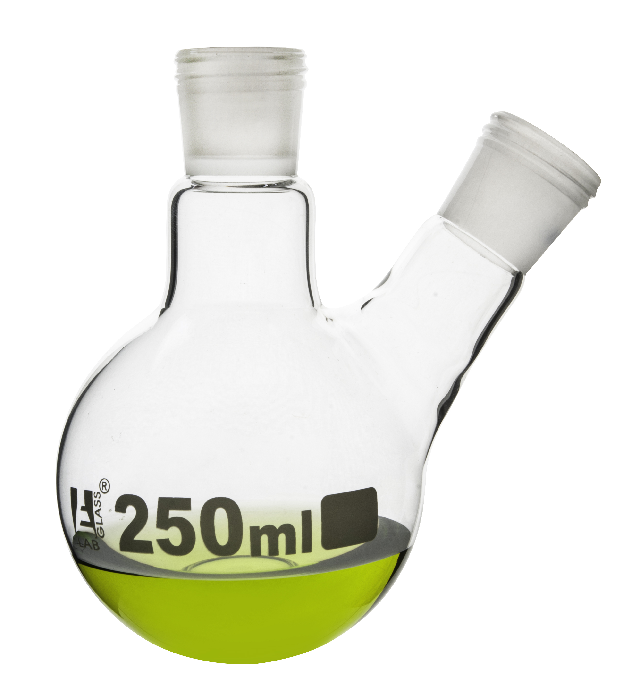 Distillation Flask, 2 Necks, 24/29, 250ml - Borosilicate Glass - Eisco ...