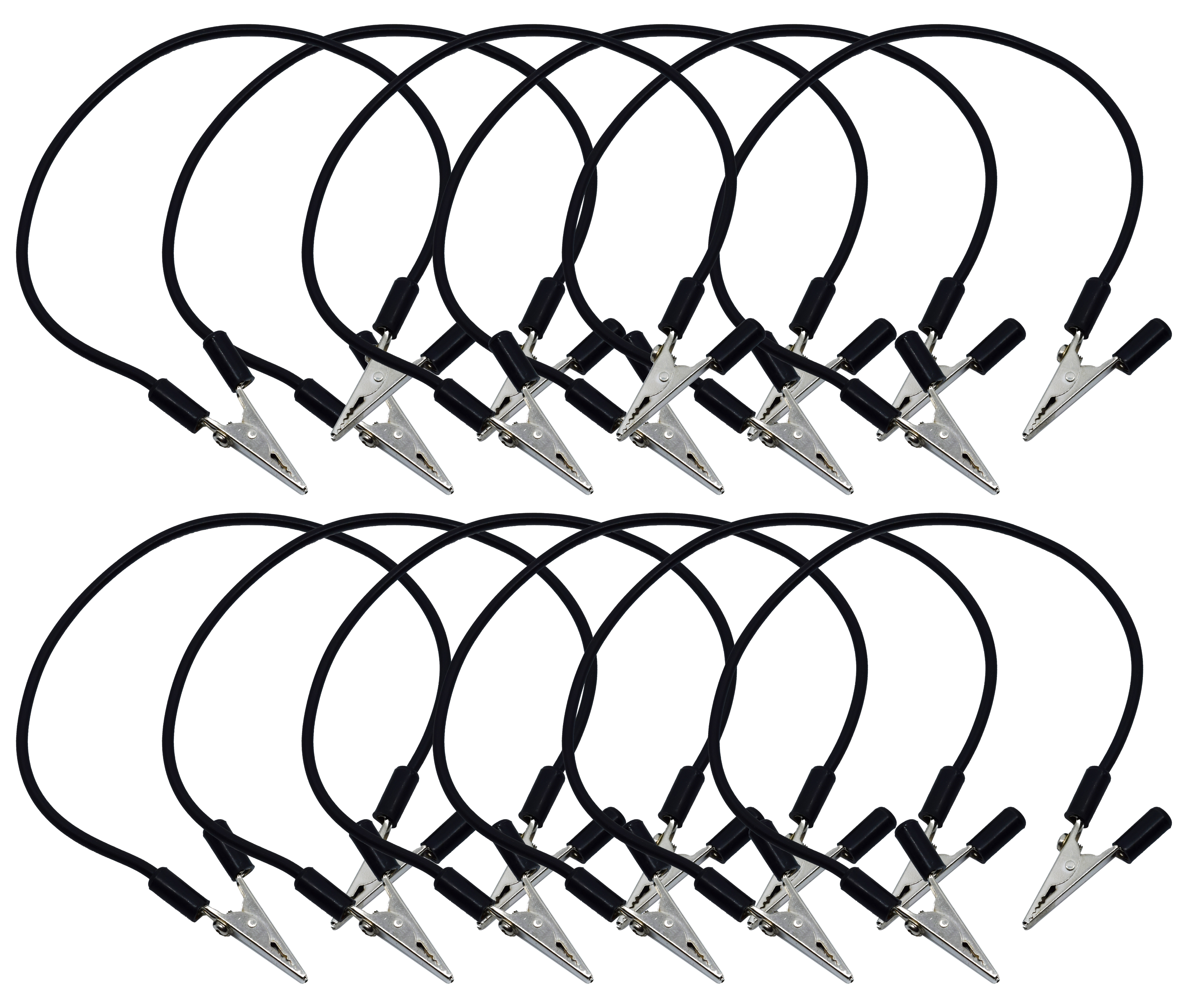 Connecting Leads, Black, 12" - Pack of 12 - Alligator Clip Plug Ends ...