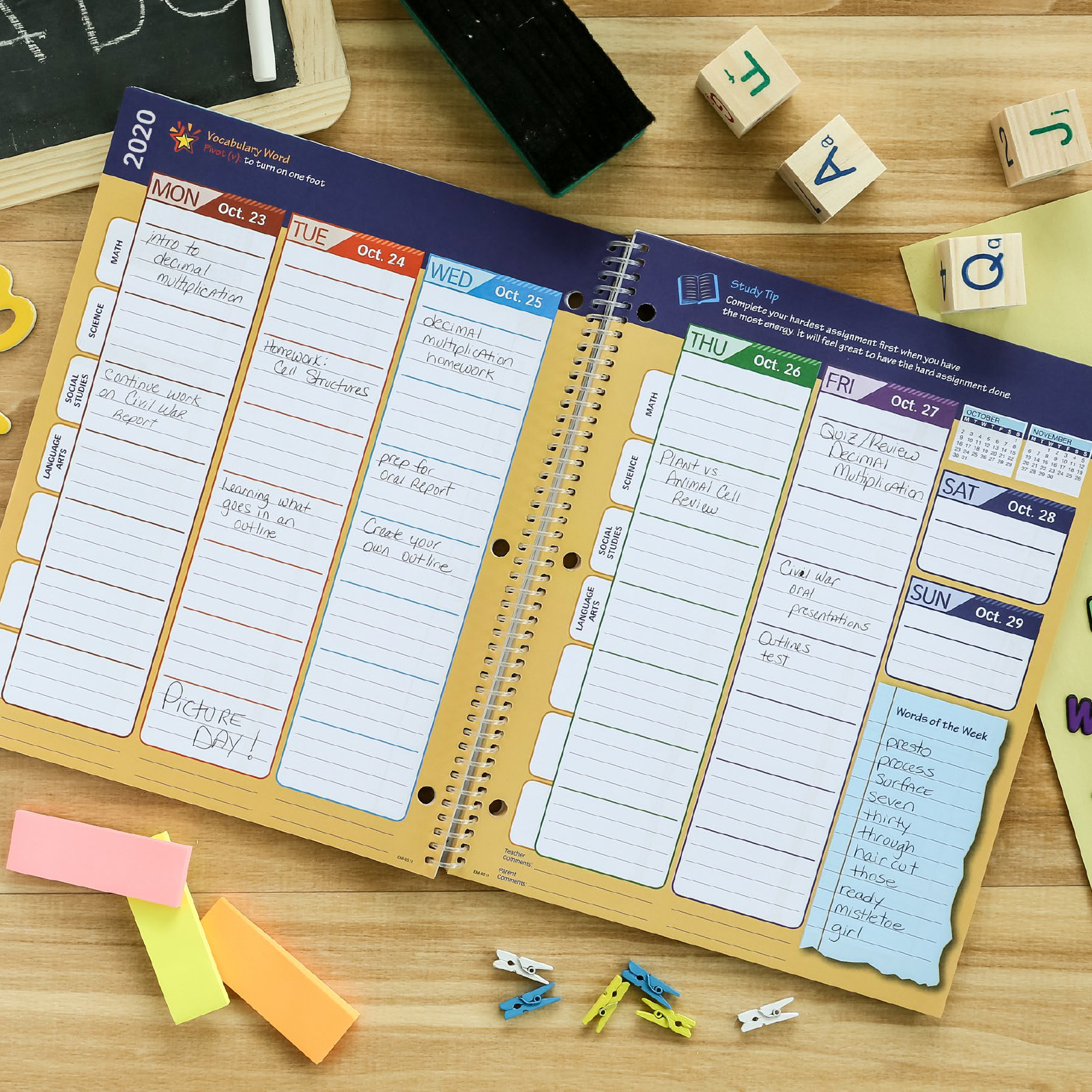 Elementary Student Planner 2020 2021 Matrix Style 8 5 x11 