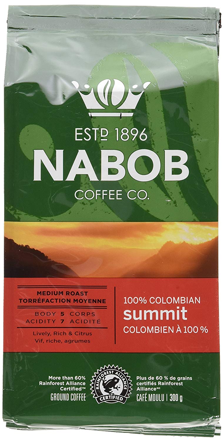 Nabob Ground Coffee, 100% Colombian Summit Medium Roast, 300g {Canadian ...