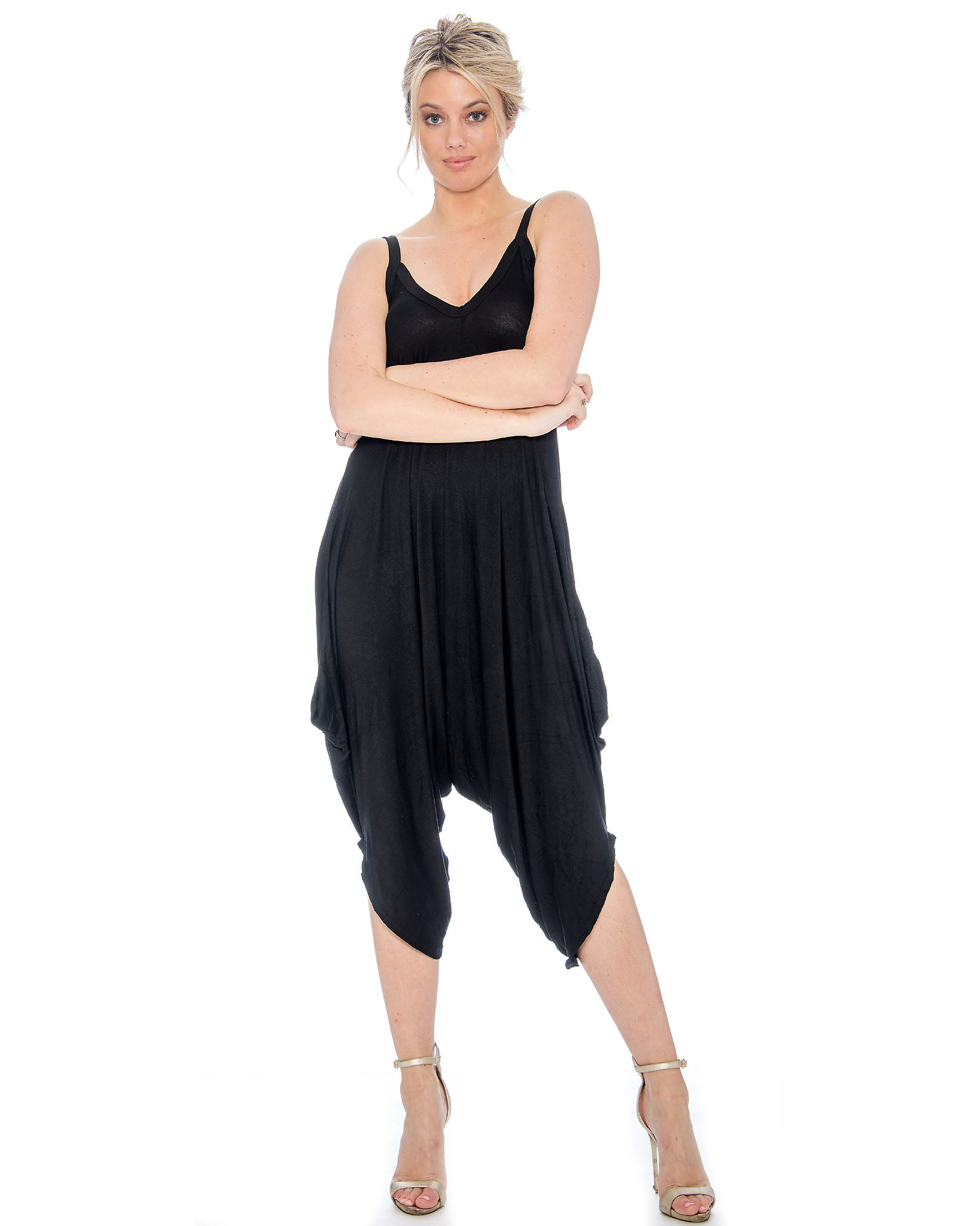 9 Crowns Women's TR Harem Pant Capri Jumper Romper | eBay
